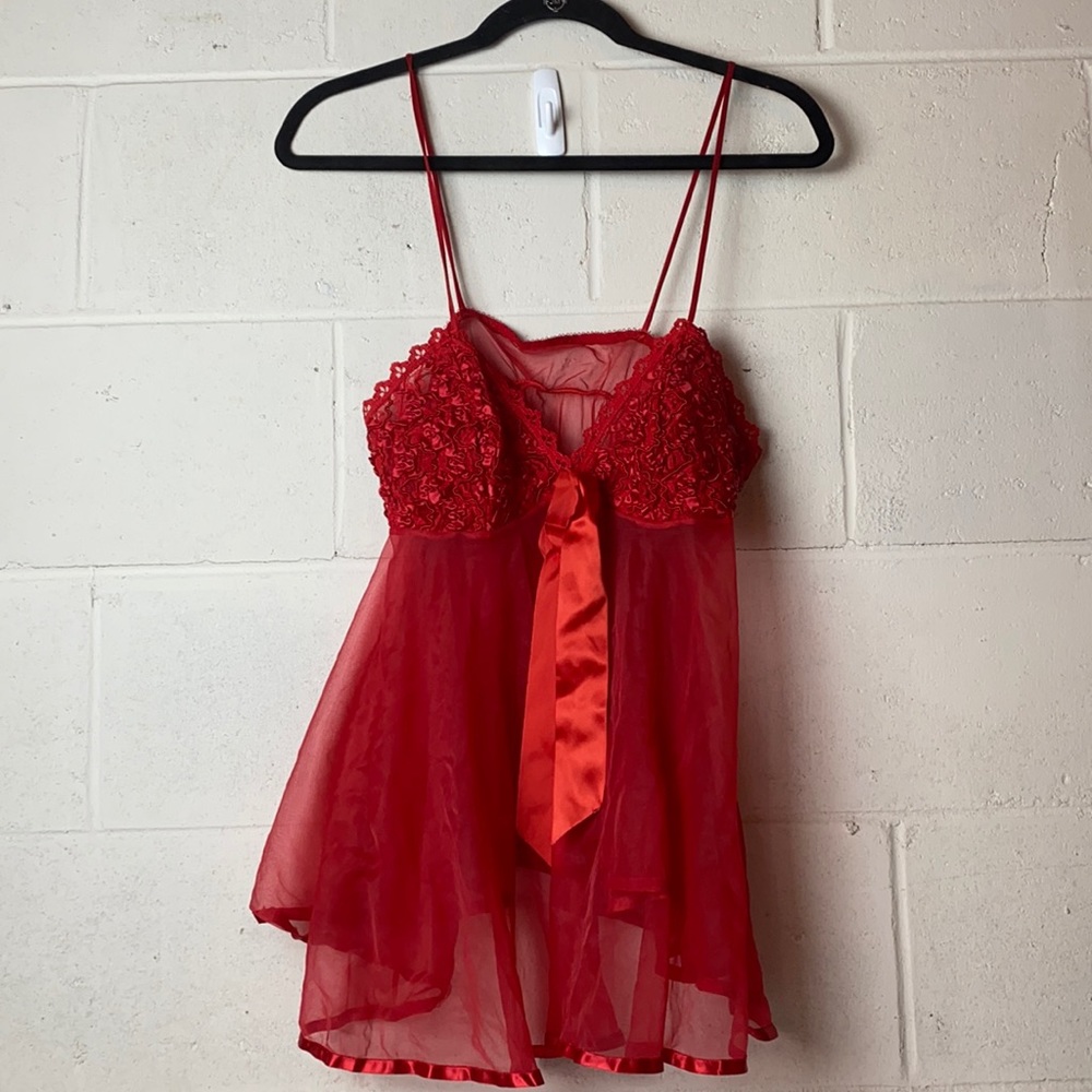 Red Sheer Lingiere Nightie Top - Gem